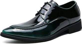 Generic Chaussures Oxford classiques &agrave; lacets en cuir verni pour homme, Vert, 42 2/3 EU