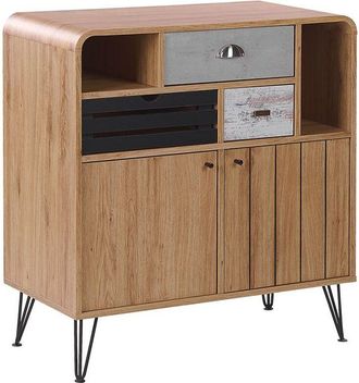 Beliani Beliani - Petit Armoire Moderne composé de Trois Tiroirs et Deux Portes en Panneau à Particue de Bois Laminé et Plaqué