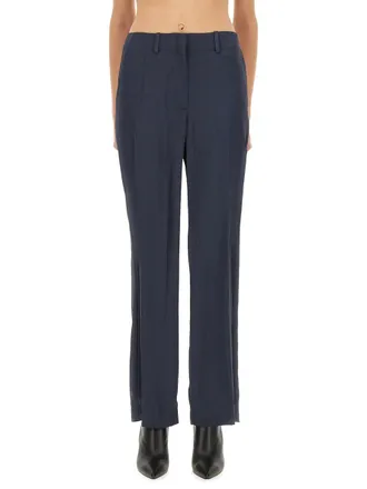 Theory Satin Recycled Polyester Trousers - Blue