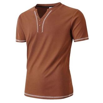Generic T-shirt homme muscle &eacute;t&eacute; nouveaux hommes d&eacute;contract&eacute; sport manches courtes slim tendance mode, marron, XXL