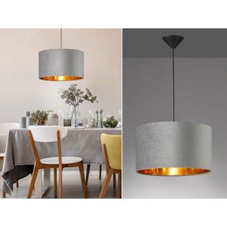 Fischer & Honsel Fischer&honsel - Pendelleuchte aura mit Lampenschirm Samt Grau - innen Gold, &oslash; 40cm
