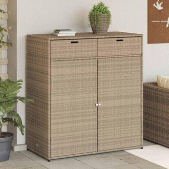 vidaXL Gartenschrank Beige 105x55x113 cm Poly Rattan Vidaxl