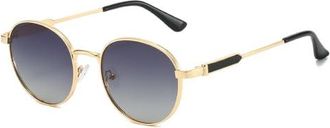 Generic Lunettes de soleil ovales g&eacute;om&eacute;triques r&eacute;tro minimalistes en m&eacute;tal polaris&eacute;es 2026 transfrontalier hit unisexe, Cadre dor&eacute; double pi&egrave;ce grise, Taille 