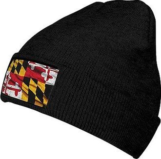 Generic Respirant Bonnet Tricot&eacute;, Drapeau Vintage du Maryland, Classique Beanie Hats, Tricoter Chapeau pour Ski, Femme, Cyclisme