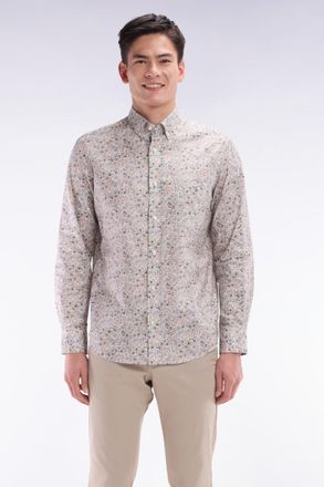 Eden Park Chemise En Popeline De Coton Pima Kaki &Agrave; Micromotif Floral Coupe Droite