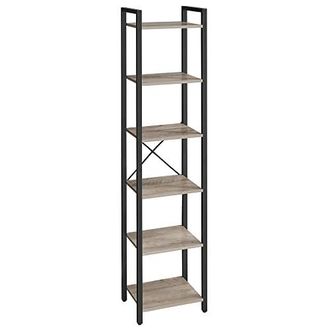 Vasagle Étagère 6 Niveaux, Bibliothèque, Meuble de Rangement, pour Bureau, Salon, Chambre, 30 x 40 x 187,5 cm, Style Industriel, Grège Chiné et Noir dencre LL