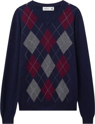 Pringle Of Scotland Kaschmirpullover mit Argyle-Muster - Blau