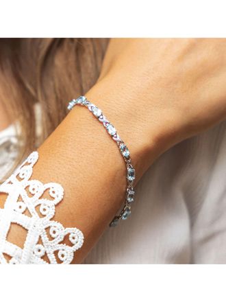 Zeeme Gemstones Armband Silber 925 rhodiniert 19cm lang mit 14x Blautopas (beh.)