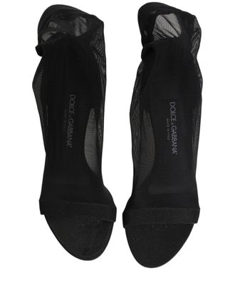 Dolce & Gabbana Womens Black Nylon Mesh Sock Style Boots Shoes Elastane Viscose