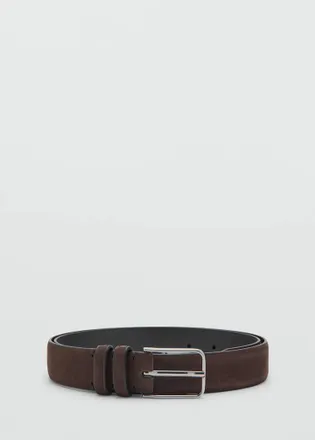 Mango Ceinture cuir nappa chocolat - Homme - 100 - MANGO MAN