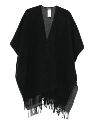 Fabiana Filippi poncho frangé à col v - Gris