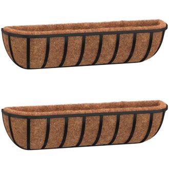 vidaXL Vidaxl - Jardini&egrave;res murales 2 pcs en coco noir 91x20x23 cm acier
