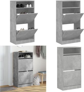 vidaXL Armoire &agrave; chaussures gris b&eacute;ton 60x34x116 cm bois ding&eacute;nierie - Meuble Chaussure - Range Chaussures - Armoire Chaussures - Rangement Entr&eacute;e - Meuble