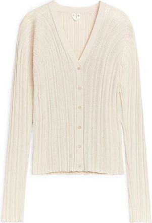 Arket Gerippte Strickjacke -Beige