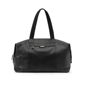 Iceberg Homme, Sacs, Noir, Taille: ONE Size Sac de voyage en cuir noir avec point de croix et plaque logo