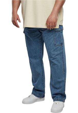 Urban Classics Herren Hose Straight Leg Cargo Jeans Light Blue Washed 40