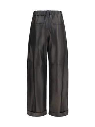 Brunello Cucinelli Nappa Leather Trousers - Black