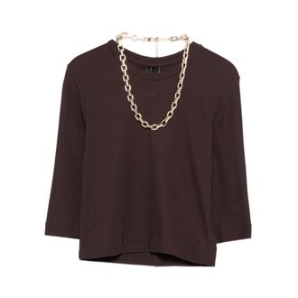 Pinko Pinko, Femme, Pulls, Brun, Taille: 36 FR Kimberly Cropped T-shirt