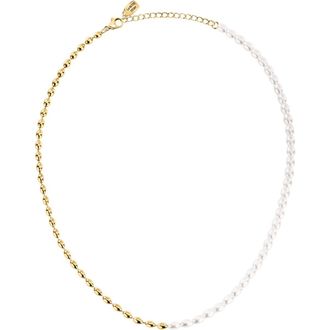 La Petite Story Collier en acier et Perle synth&eacute;tique