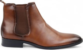 Infinity Leather Braune Chelsea-Stiefeletten zum Hineinschl&uuml;pfen f&uuml;r Herren im B&uuml;ro