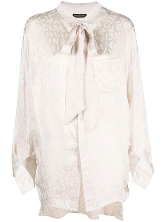 Balenciaga blouse &agrave; logo en jacquard - Tons neutres