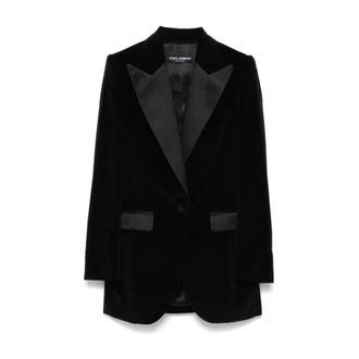 Dolce & Gabbana Schwarze Jacke mit Samt Satin Panel - - Jackets - Damen - Schwarzk - M
