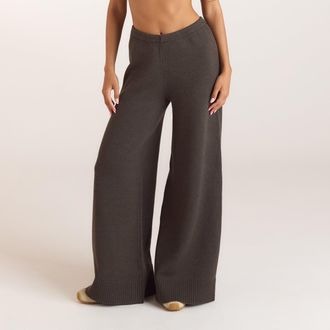 Lounge Pantalon en Maille &agrave; Ourlets C&ocirc;tel&eacute;s - Vert Mousse - XXL / Regular