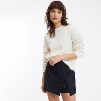 La Redoute Collections Pull Col Rond En Grosse Maille En Alpaga M&eacute;lang&eacute;