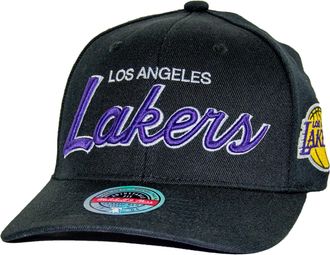 Mitchell & Ness NBA Team Script 2.0 Classic Red Snapback (One Size, Los Angeles Lakers, Black)