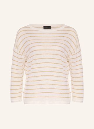 s.Oliver Black Label S.Oliver Black Label Pullover Mit Leinen Und Pailletten weiss