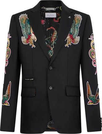 Philipp Plein embroidered-tattoo blazer - Schwarz
