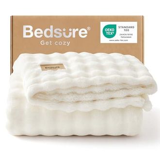 Bedsure Couverture - Texturisee a Bulles, Douce et Moelleuse, 130 x 170 cm, Blanc
