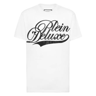 Philipp Plein Homme, Tops, Blanc, Taille: 2XL Round Neck T-Shirt Plein Deluxe Stones