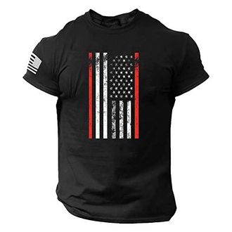 Generic T-shirt d&eacute;t&eacute; pour homme - Logo du drapeau am&eacute;ricain - T-shirt d&eacute;contract&eacute; &agrave; manches courtes - T-shirt classique d&eacute;contract&eacute; pour homme, Noir 1, 5XL