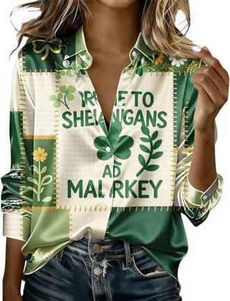 Generic Chemisiers en satin pour femme - Chemise boutonn&eacute;e &agrave; manches longues en satin de soie comme de la soie - Haut l&eacute;ger &agrave; col en V - Chemise d&eacute;contract&eacute;e 