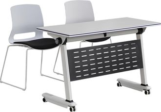 Generic Tragbares Klapptisch-Set, mobiles Klappkonferenztisch-Set mit 1 Tisch und 2 St&uuml;hlen, 120 x 40 x 75 cm, tragbare Besprechungsraumm&ouml;bel f&uuml;r B&uuml;ro und Kla