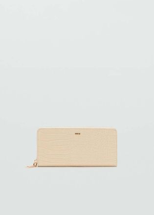 Mango Grand portefeuille effet croco &eacute;cru - Femme - Taille unique - MANGO