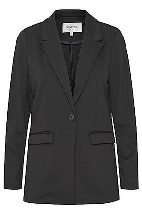 b.young BYRIZETTA Blazer long pour femme avec col &agrave; revers et bouton, coupe droite, avec stretch, Noir (200451), 42