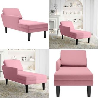 vidaXL vidaXL Chaiselongue mit Kissen und Rechter Armlehne Rosa Samt