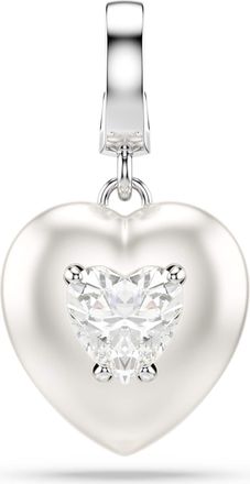 Swarovski Idyllia Charm, Verschiedene Schliffe, Perlfarbene Beschichtung, Herz, Wei&szlig;, Rhodiniert