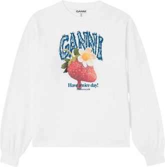 Ganni Femme, Sweatshirts et sweats &agrave; capuche, Blanc, Taille: 40 FR Sweater Ganni