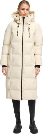 Marikoo Damen Wintermantel (XS-5XL) - gesteppt, abnehmbare Kapuze, winddicht - N102 - Cream Größe XXL - Gr.XXL