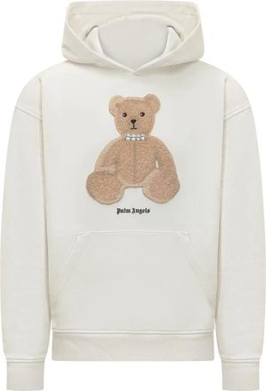 Palm Angels Homme, Sweatshirts et sweats &agrave; capuche, Blanc, Taille: XL Bear Regular Sweat &agrave; capuche