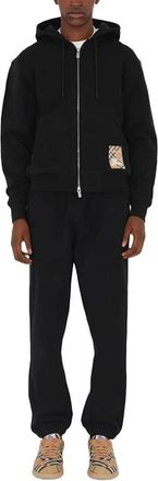 Burberry Check Label Terry Cotton Joggers - Black