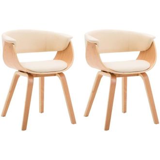 vidaXL Vidaxl - Chaises &agrave; manger lot de 2 cr&egrave;me bois courb&eacute; et similicuir