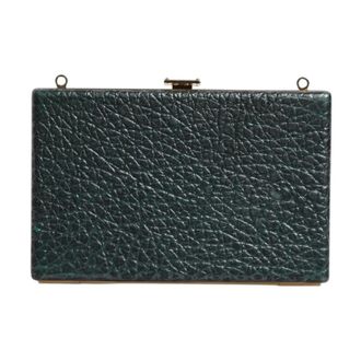 Dolce & Gabbana Schwarze Lederclutch mit Goldverzierung - - Bags - Damen - Schwarzk - ONE SIZE