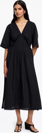 Arket Voilekleid Aus Baumwolle Mit Spitze -Schwarz