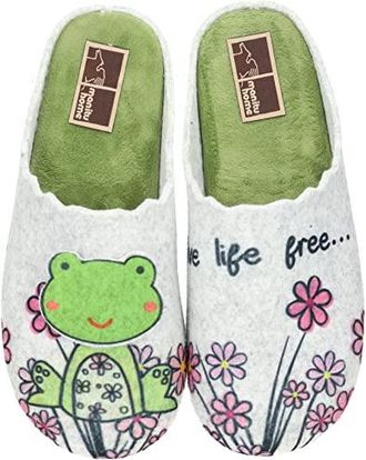 Manitu Femme Chaussons pour la Maison, Blanc cassé, 41 EU