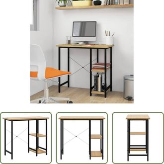 vidaXL Bureau industriel - Bureau dordinateur Noir et ch&ecirc;ne clair 80x40x72cm MDF et m&eacute;tal