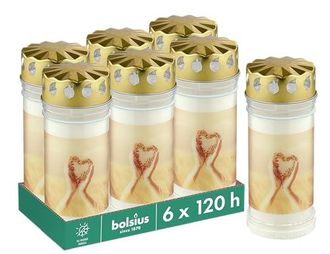 Bolsius Lampe fun&eacute;raire - Blanc - N&deg; 5-6 pi&egrave;ces - Avec motif - Couronne - Non parfum&eacute; - Longueur : 120 heures